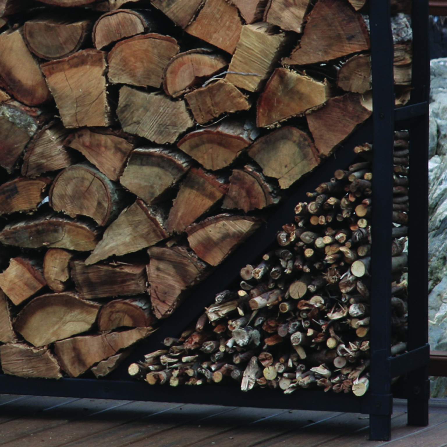 16ft OUTDOOR FIREWOOD LOG Rack Straight Side with storage crib-No Cover ...