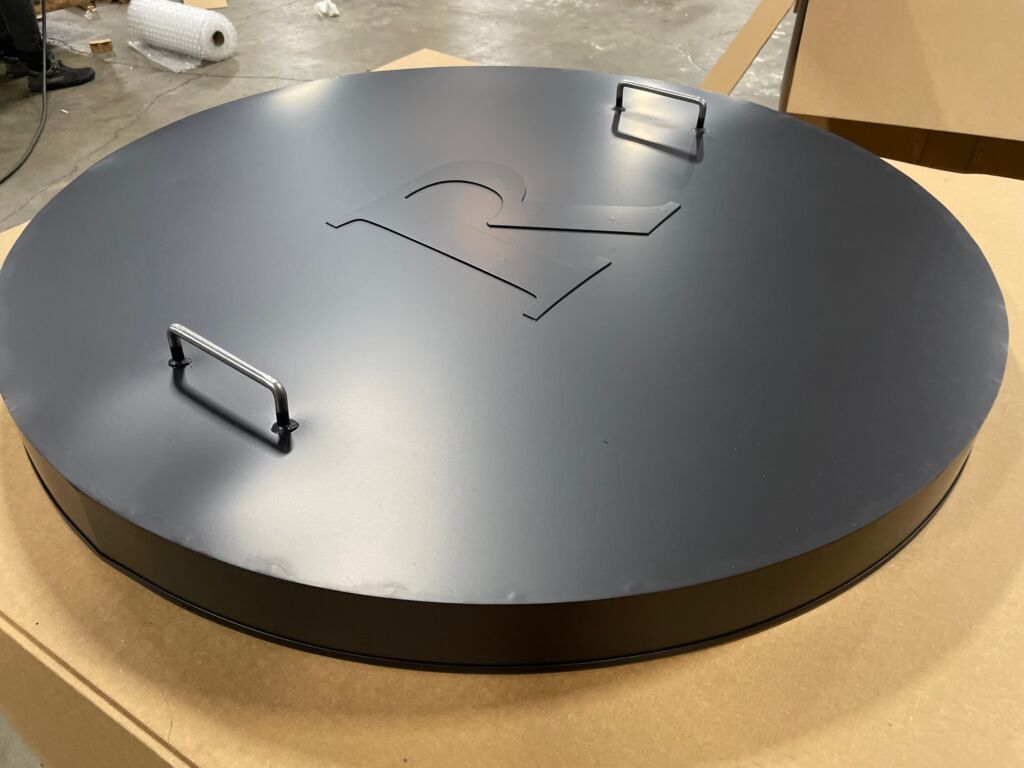 Monogram Fire Pit Snuffer Cover – 1″-3″ Rise Stainless Steel